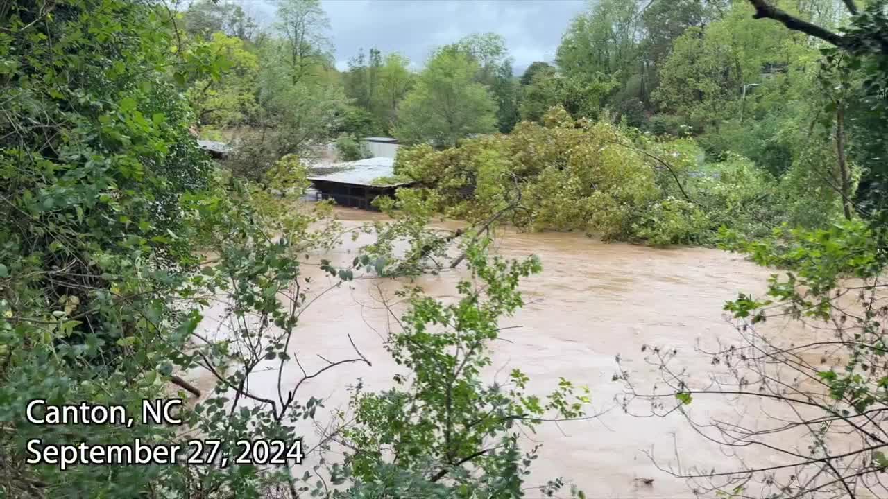 Helene flood waters devastate Canton, North Carolina. Credit ...
