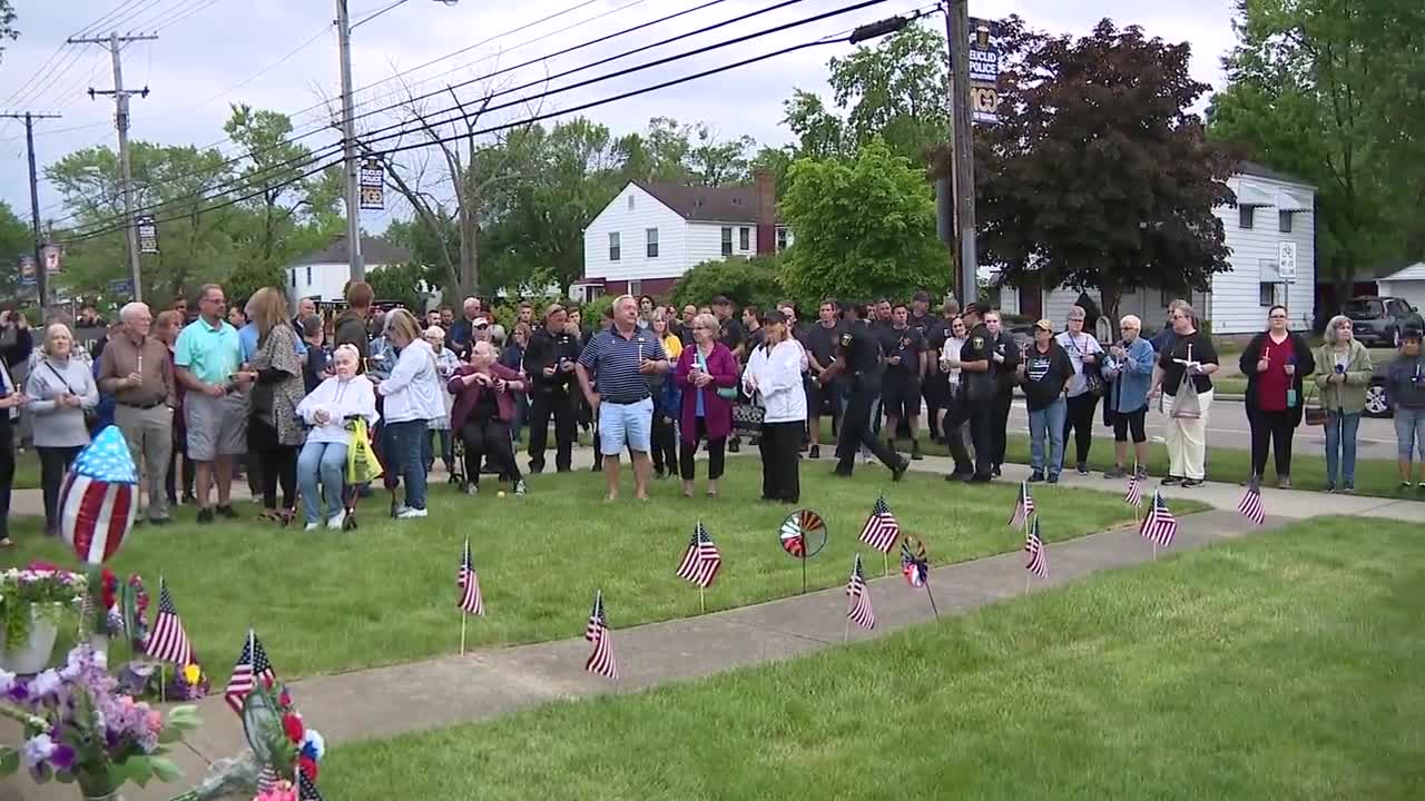 Watch: Officer Derbin honored at vigil outside Euclid Police Department ...